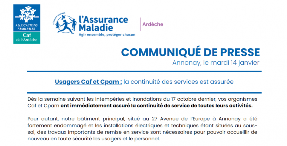 CAF - Usagers Caf et Cpam : la continuité des services est assurée